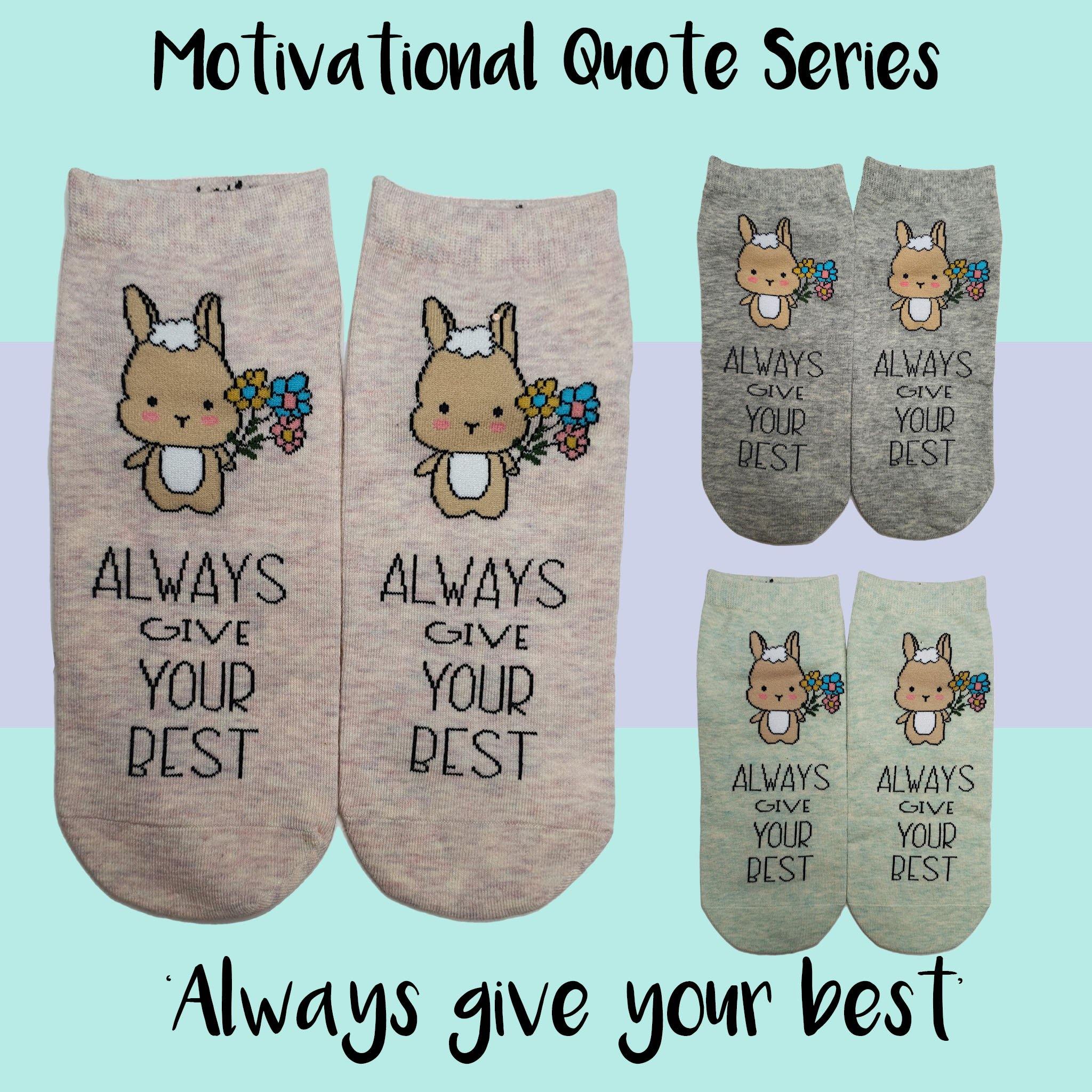 Motivational Quote Series " Always Give Your Best " Casual Ankle Socks ...