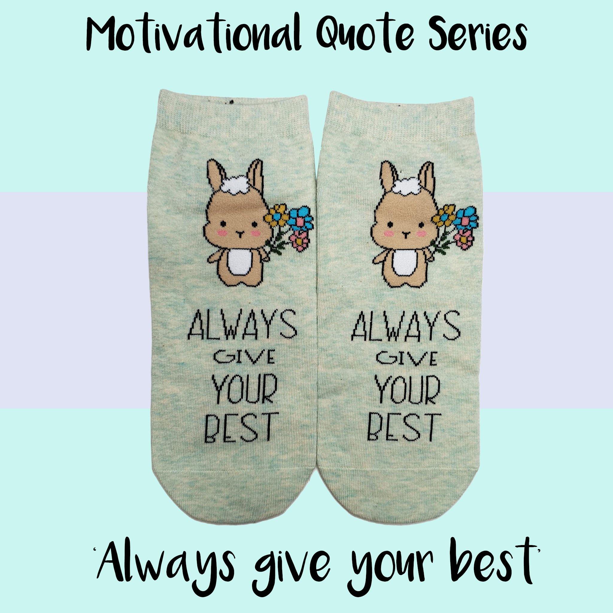 Motivational Quote Series " Always Give Your Best " Casual Ankle Socks ...