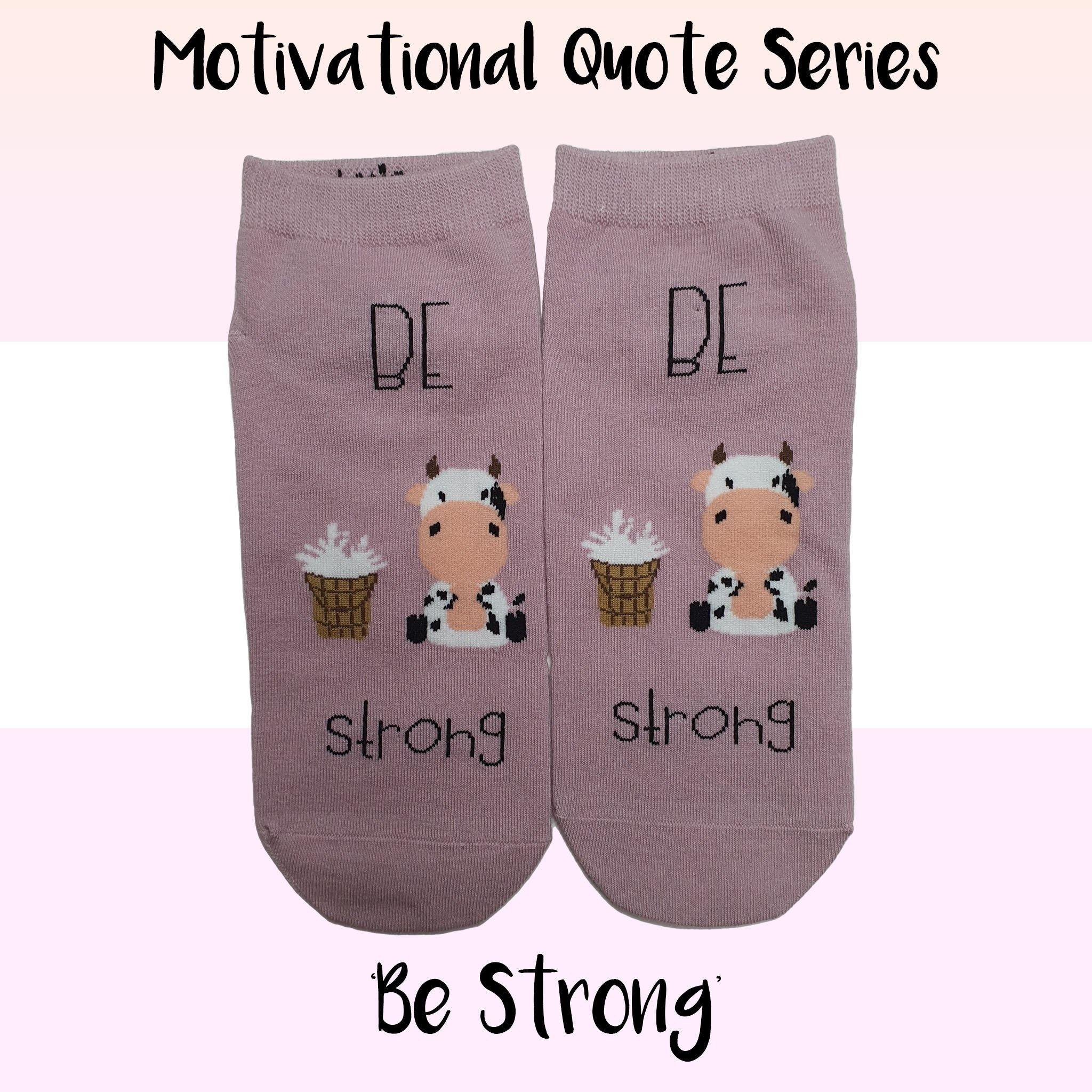 Motivational Quote Series " Be Strong " Casual Ankle Socks – Kawata ...