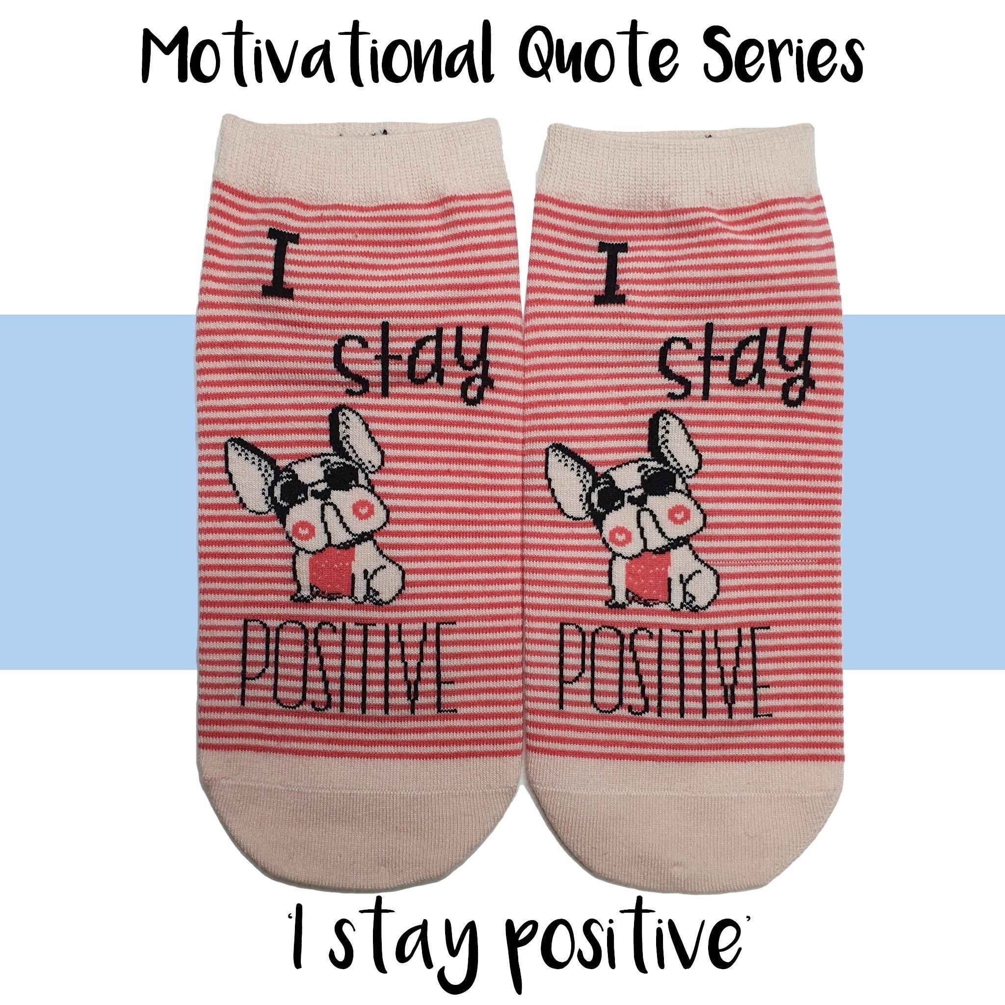 Motivational Quote Series " I stay positive " Casual Ankle Socks ...