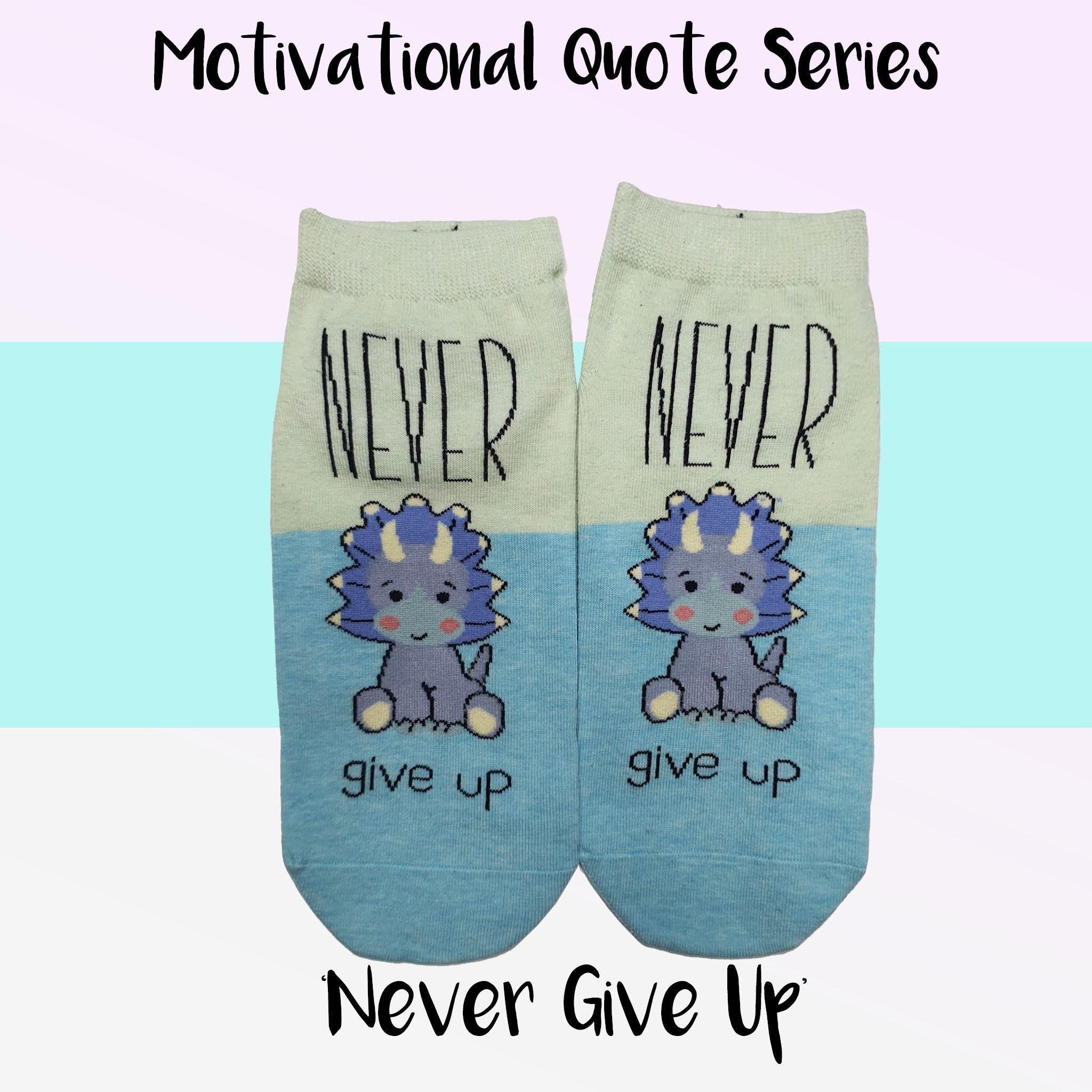 Motivational Quote Series " Never Give Up " Casual Ankle Socks – Kawata ...