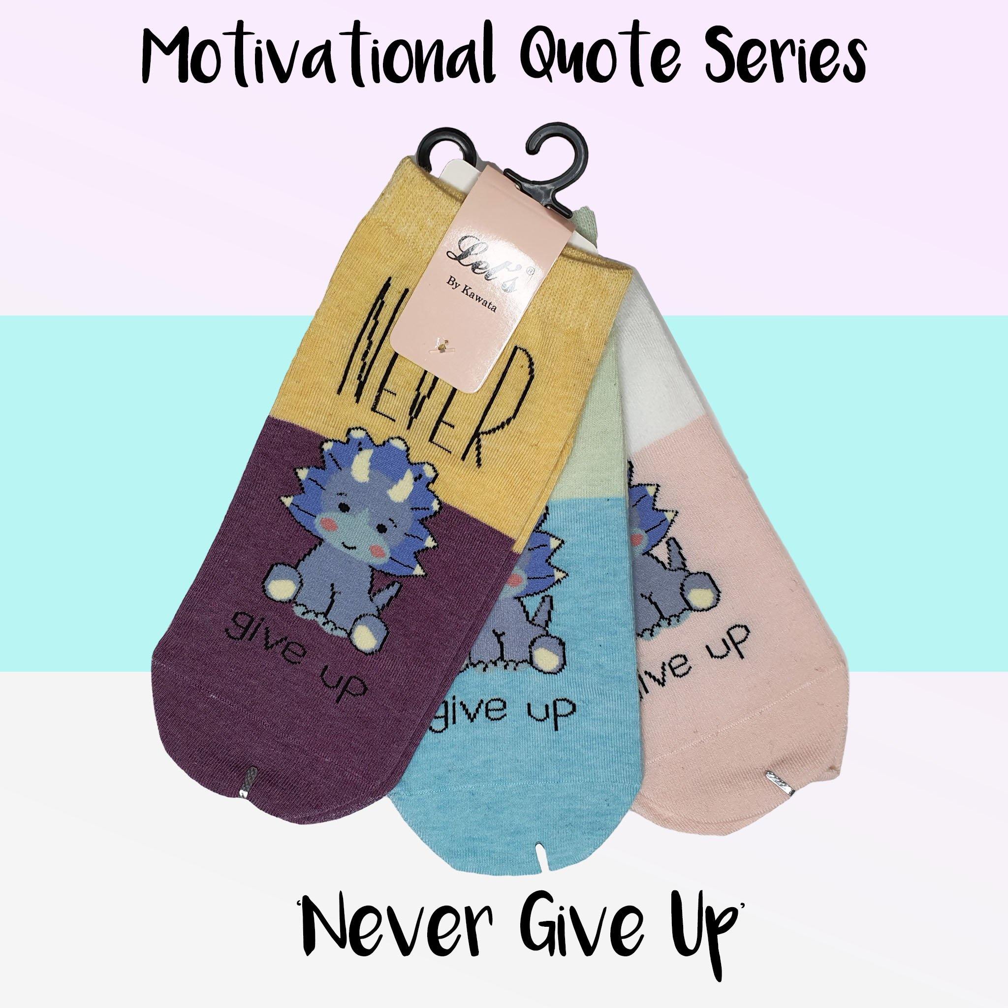 Motivational Quote Series " Never Give Up " Casual Ankle Socks – Kawata ...