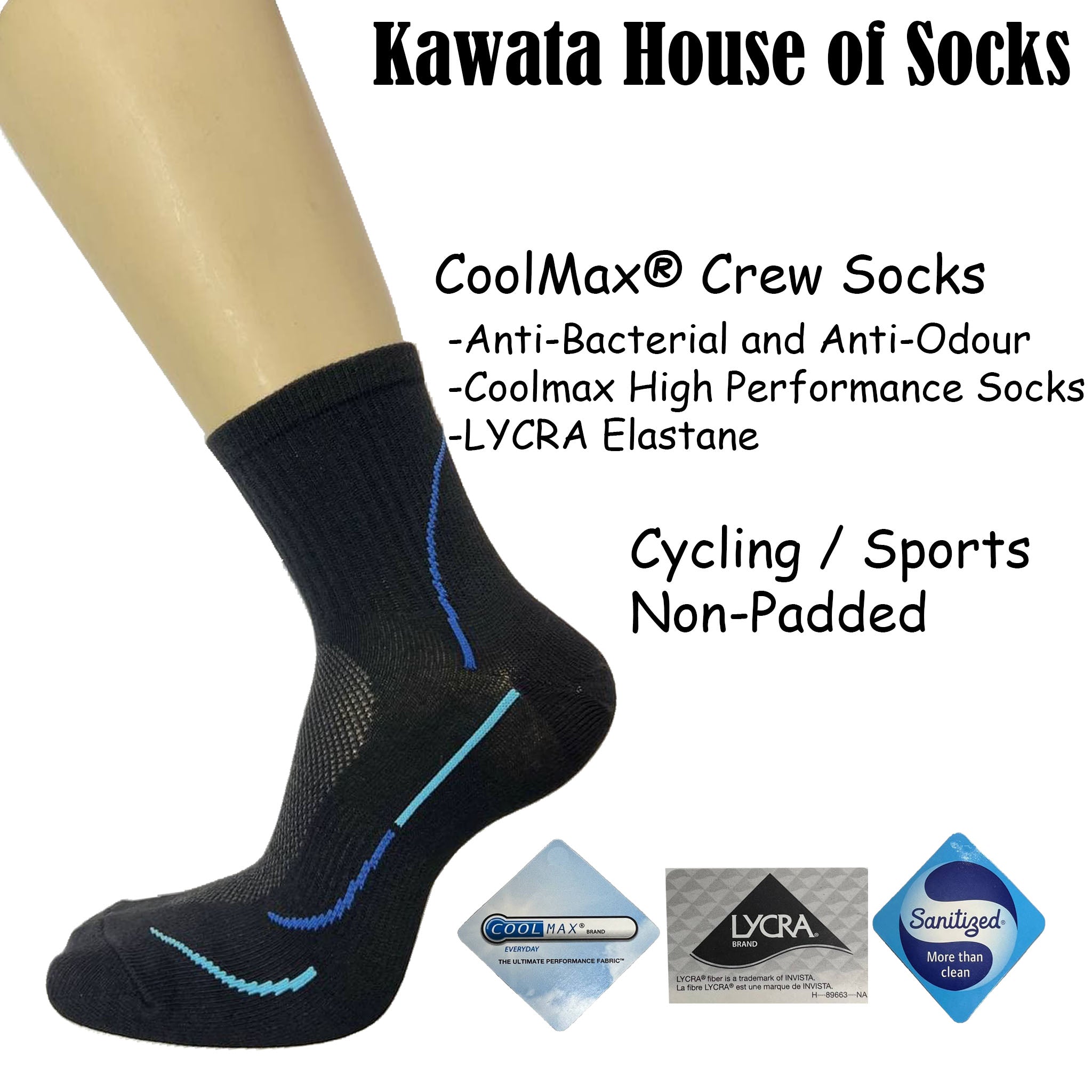 COOLMAX® Crew Socks | Anti Bacterial and Anti Odour Crew Socks | Cycli ...