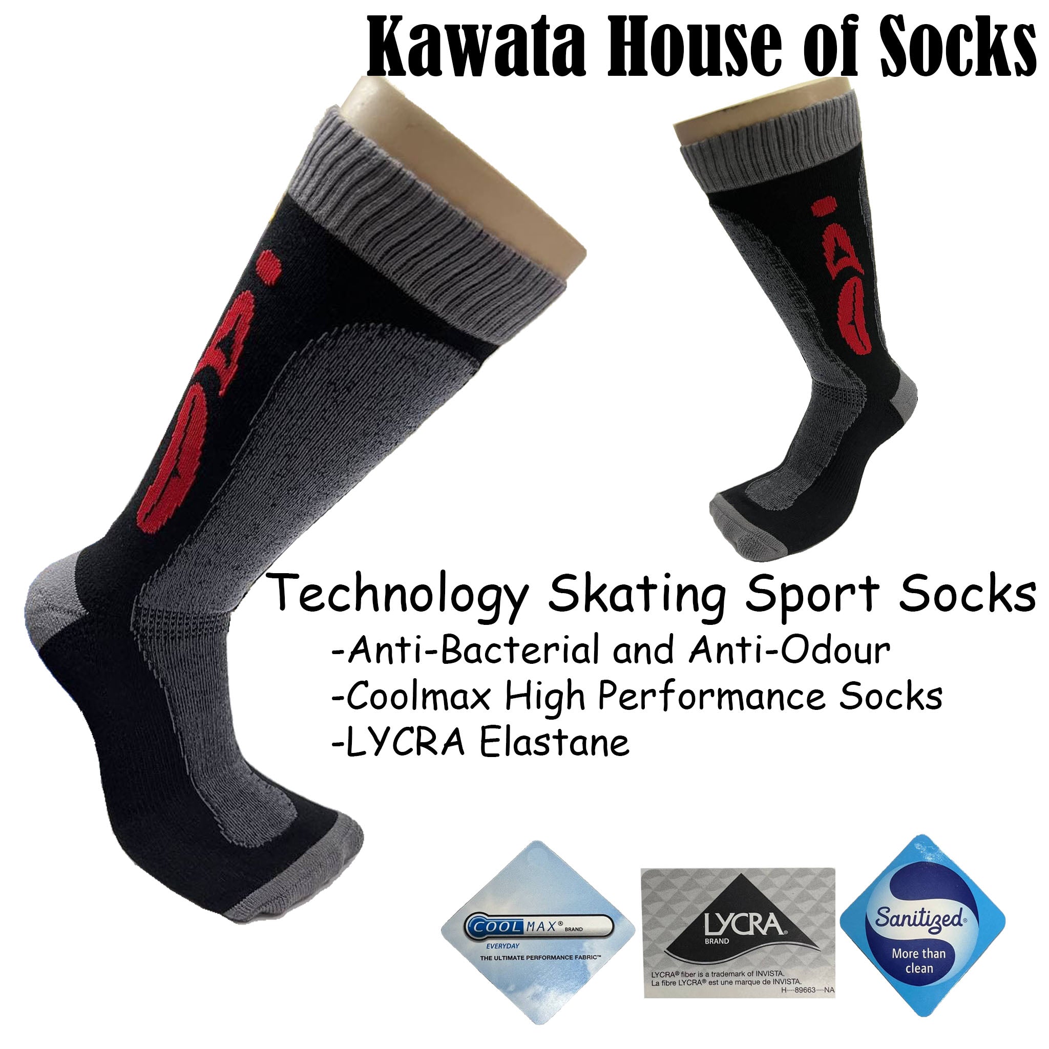 COOLMAX® Mid-Calf Sport Socks | Anti Bacterial and Anti Odour Socks | – Kawata House of Socks
